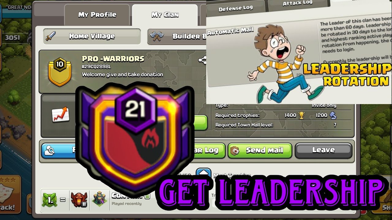 how to become leader of inactive clan | Free clan leadership - YouTube