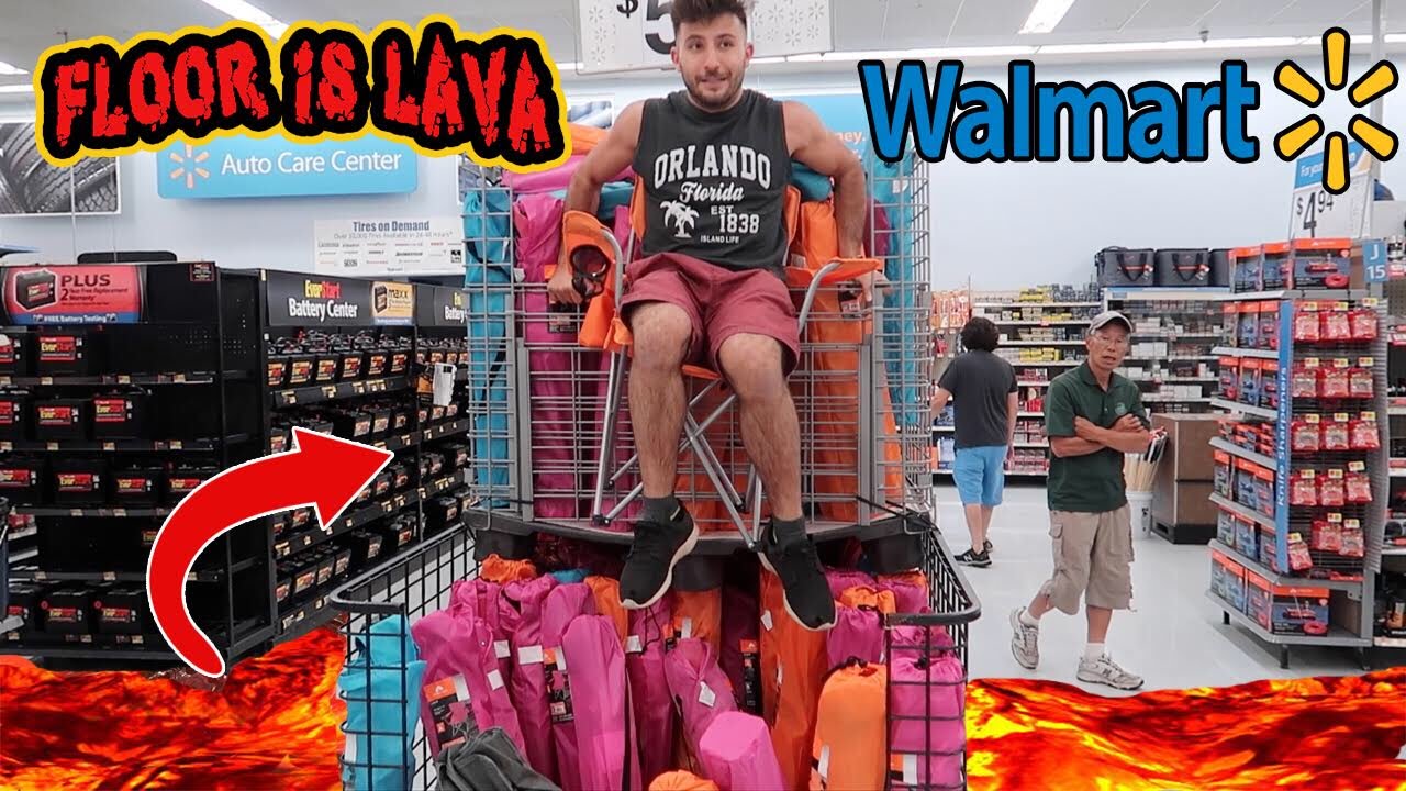 FLOOR IS LAVA CHALLENGE AT WALMART! - YouTube