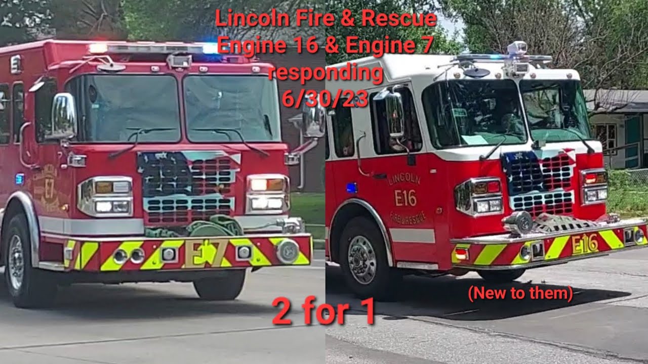 Lincoln Fire & Rescue "New" Engine 16 & Engine 7 responding to 2 ...