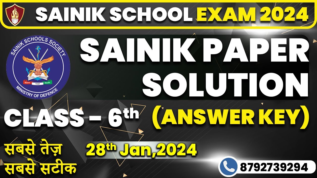 Sainik School 2024 Answer Key | Sainik School Online Classes | Sainik ...