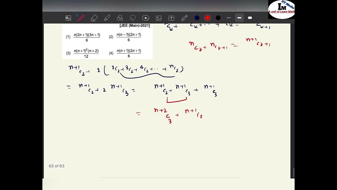 If n is a positive integer then the sum of the series (n+1)C2+2(2c2+3c2 ...