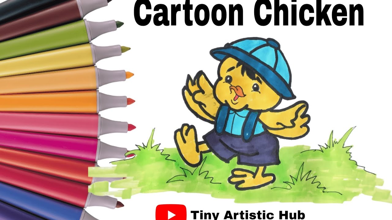 Cartoon Chicken Drawing for Kids | Step-by-Step Tutorial by Tiny ...