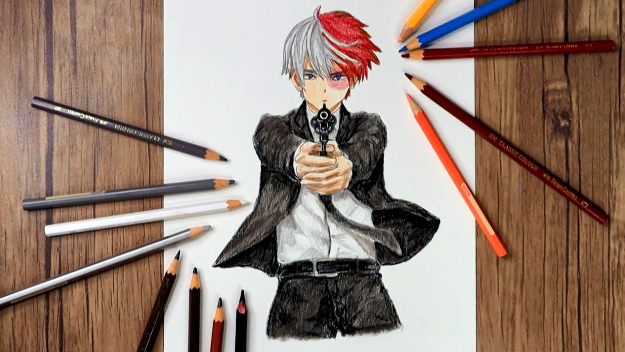 How to Draw Shoto Todoroki | Shooting with a Gun | My Hero Academia ...