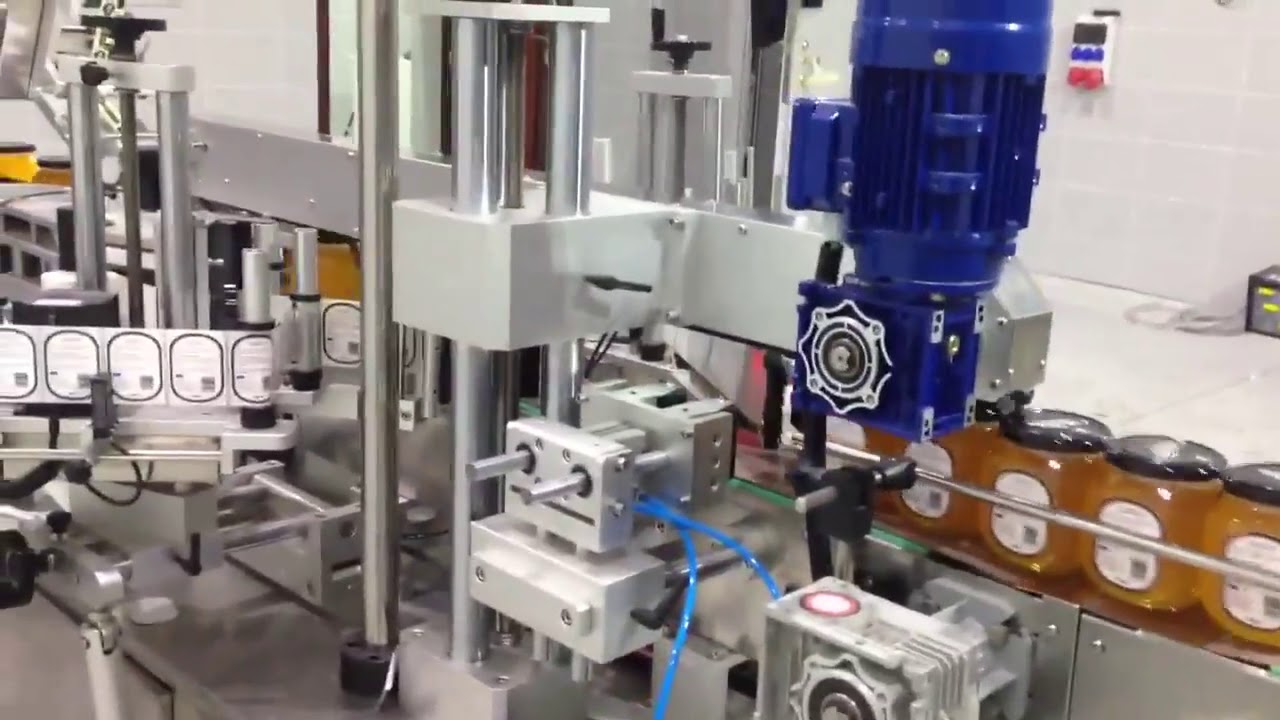 Automatic Front And Back + Top Corner Honey Labeling Machine - YouTube