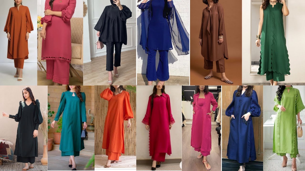 Plain dress designs ideas | same color plain dress design ideas | All ...