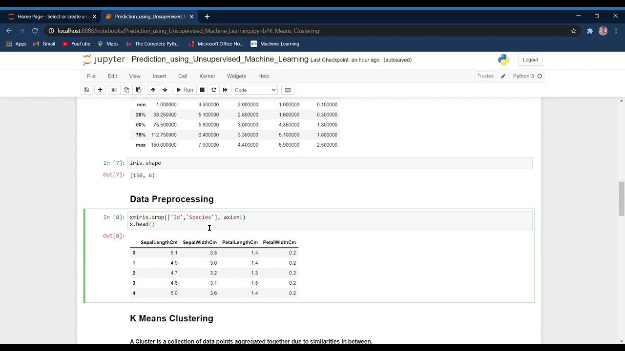 From given ‘Iris’ dataset, predict the optimum number of clusters and represent it visually ...