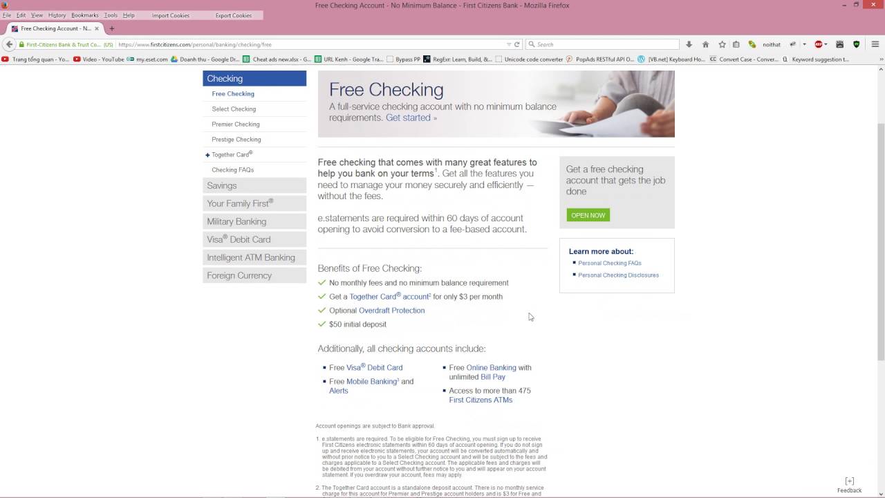 Free bank checking account, No monthly fees and no minimum balance ...