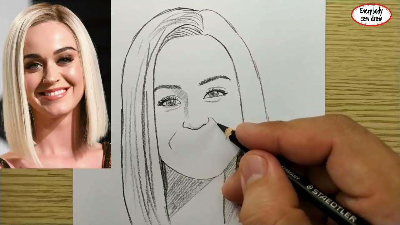 VERY EASY , How to draw katy perry / learn drawing academy - YouTube