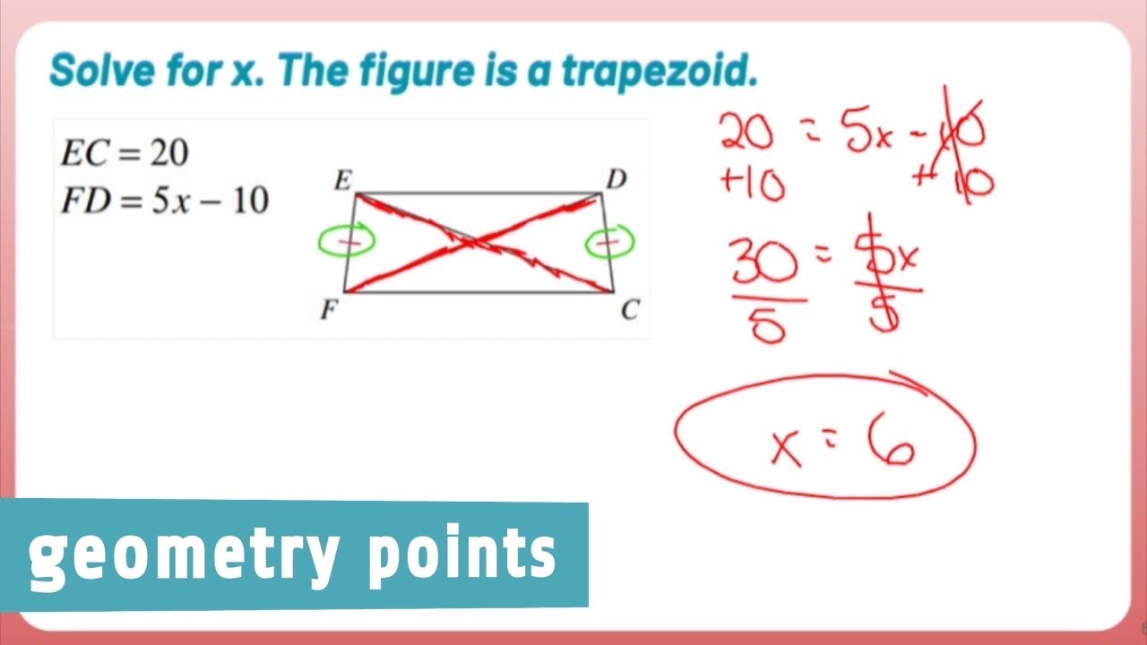 Geometry Points: Diagonals in an Isosceles Trapezoid - YouTube