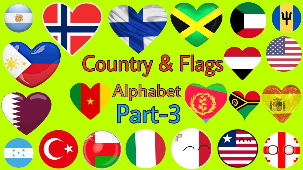 Country & Flags Alphabet | Alphabet of Countries | Abcd Country names ...
