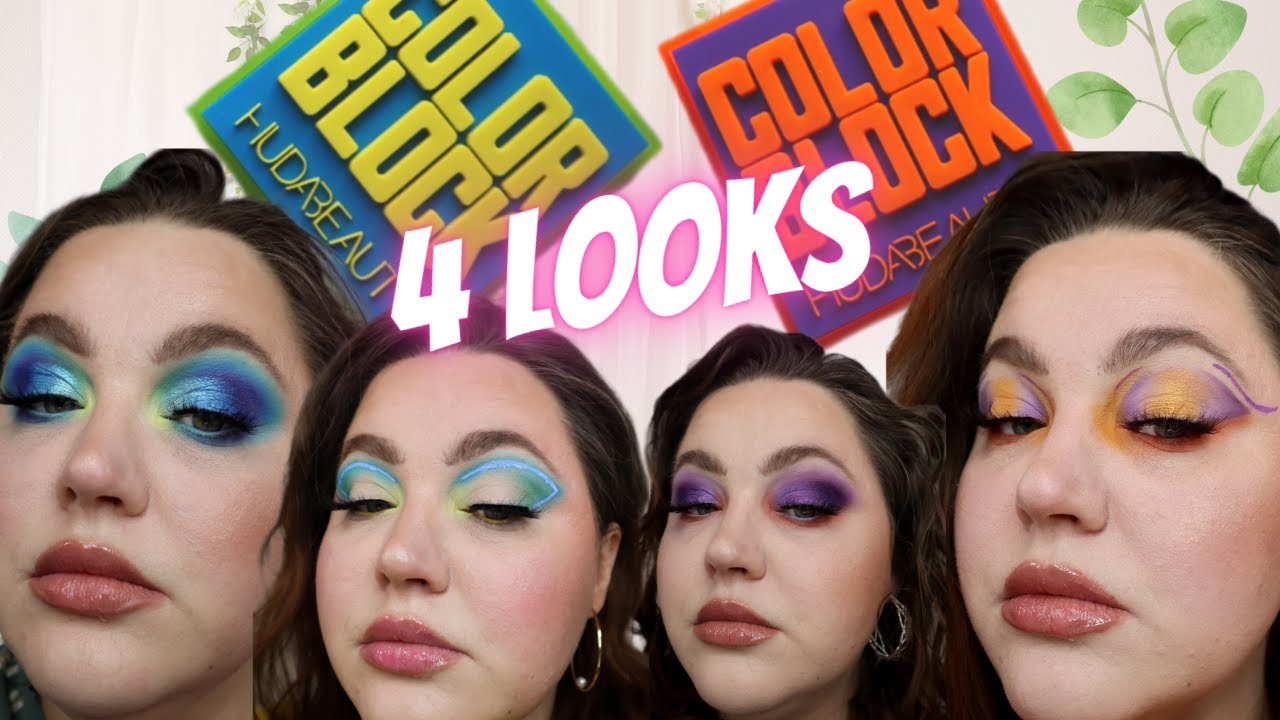 4 Looks | Huda Beauty Colorblock Obsessions Palettes Review| - YouTube