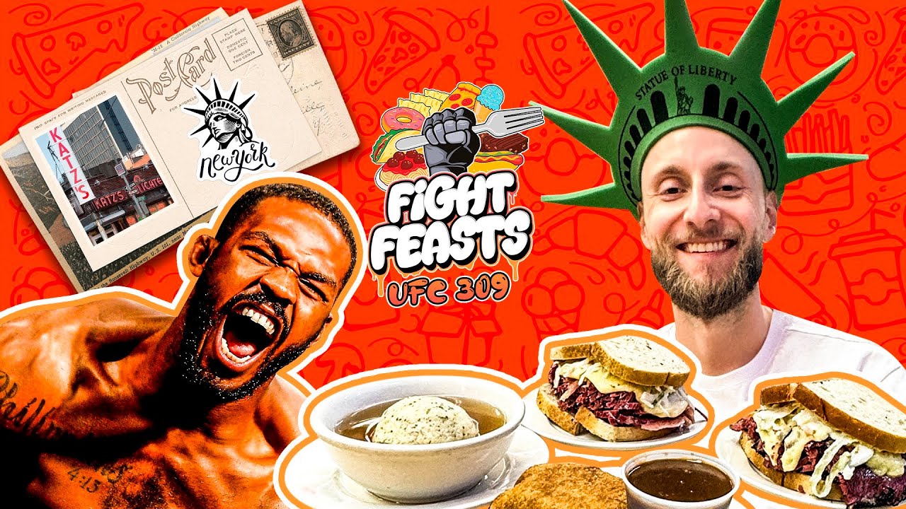 UFC 309 Fight Feasts in New York City l Katz's Deli edition - YouTube