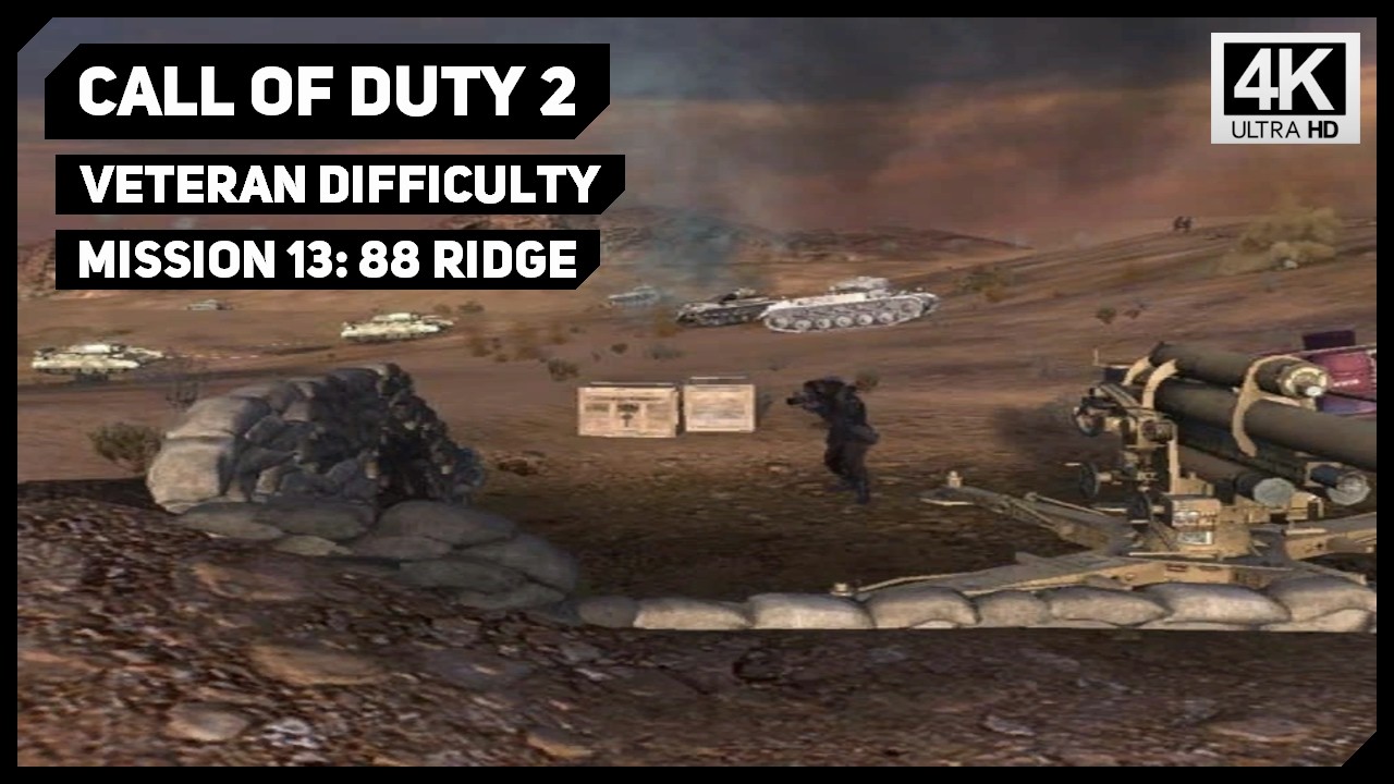 Call of Duty 2 - Mission 13 - 88 Ridge - Veteran Difficulty - 4K - YouTube