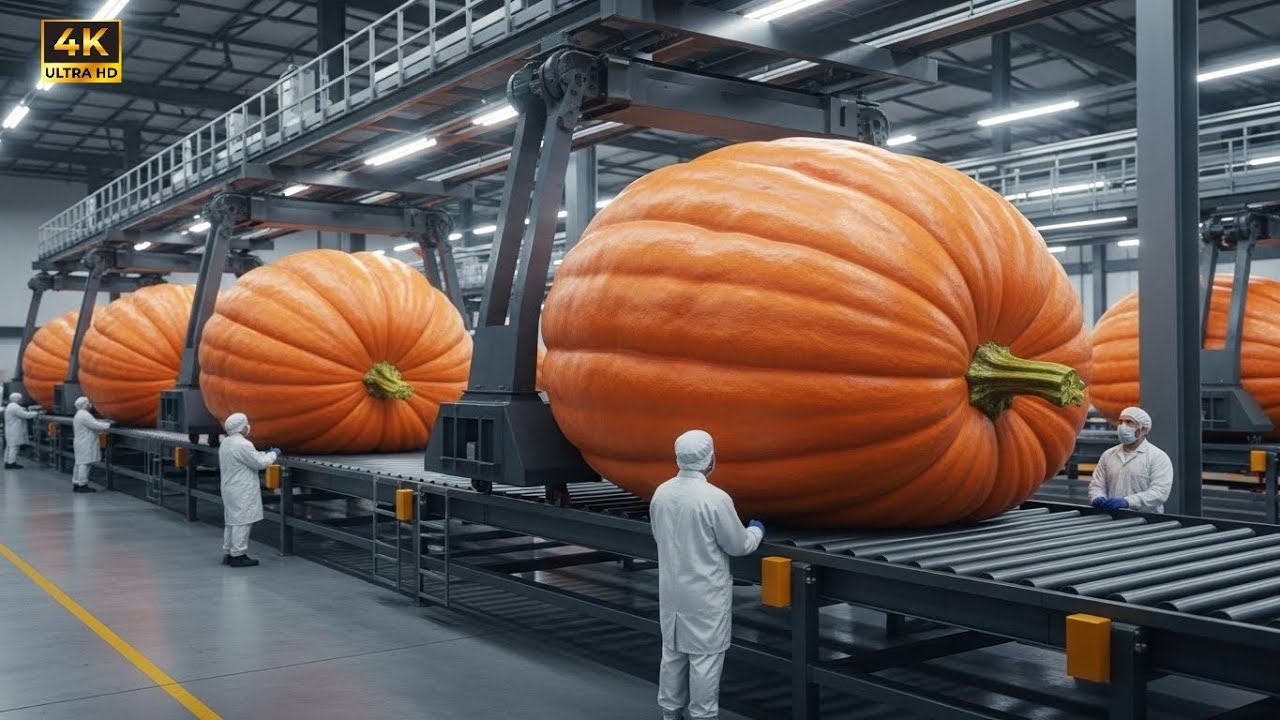 Processing 1000 KG Giant Pumpkins! Satisfying Mega Factory Process 🎃🥫 ...