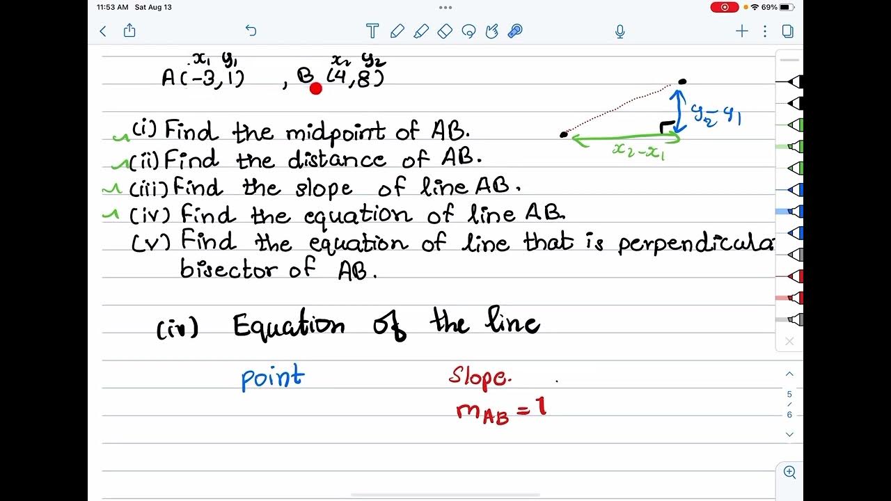 Exam Practice Slope ,Midpoint,Distance,line Equations - YouTube