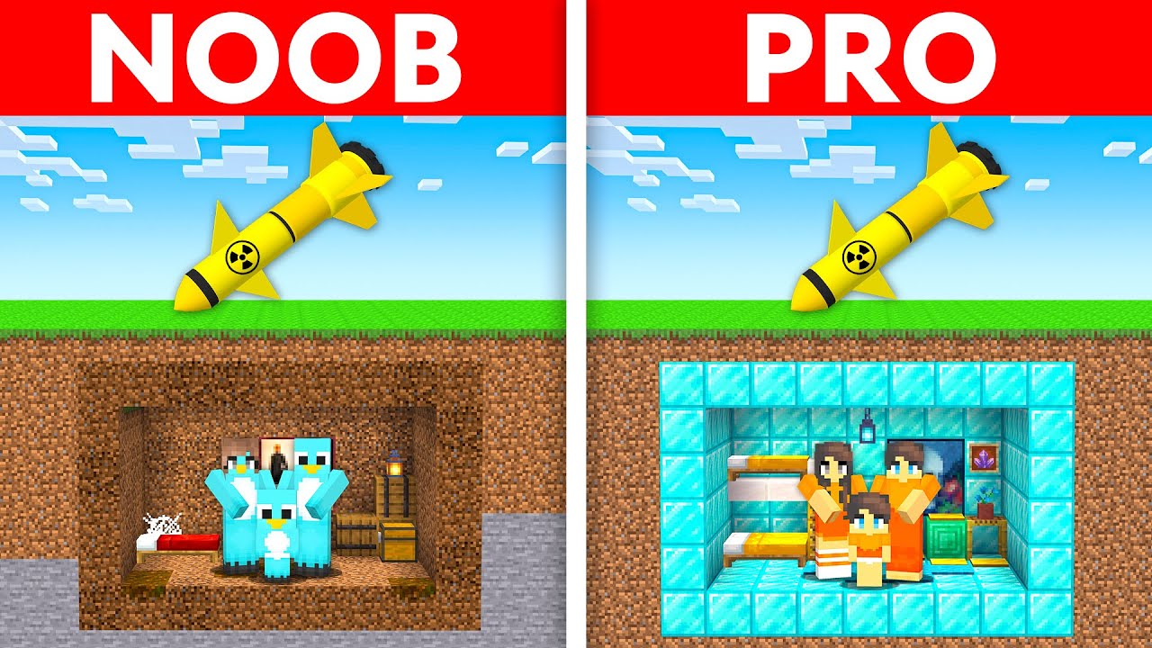 NOOB vs PRO: NUCLEAR BUNKER Build Challenge in Minecraft - YouTube