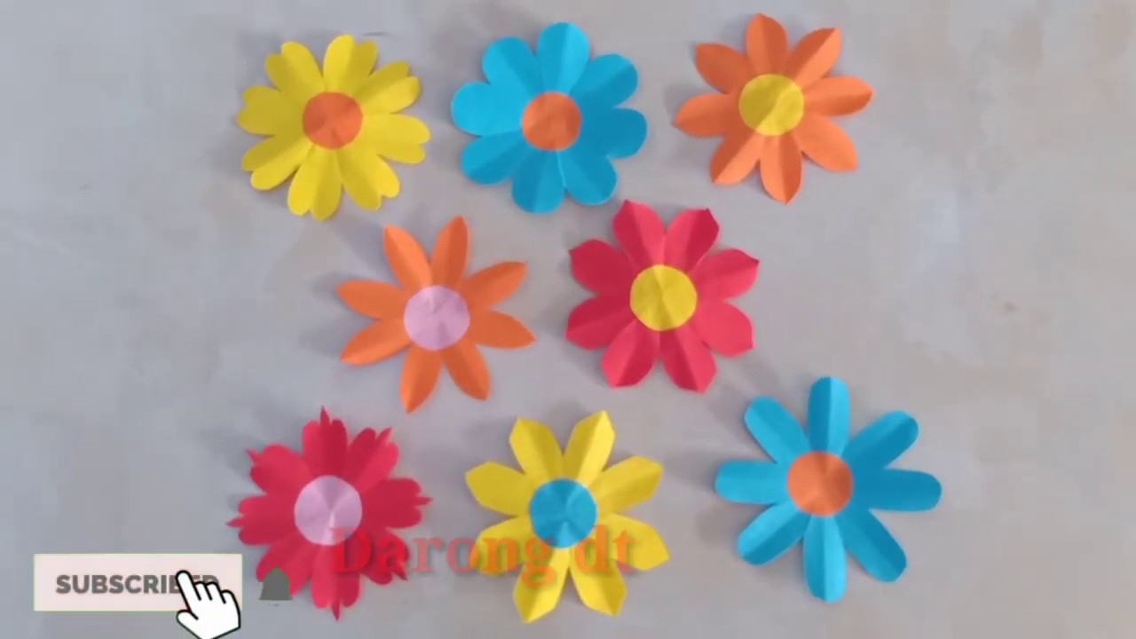 How to Make 8 different paper flowers shapes/Easy paper cutting flower ...