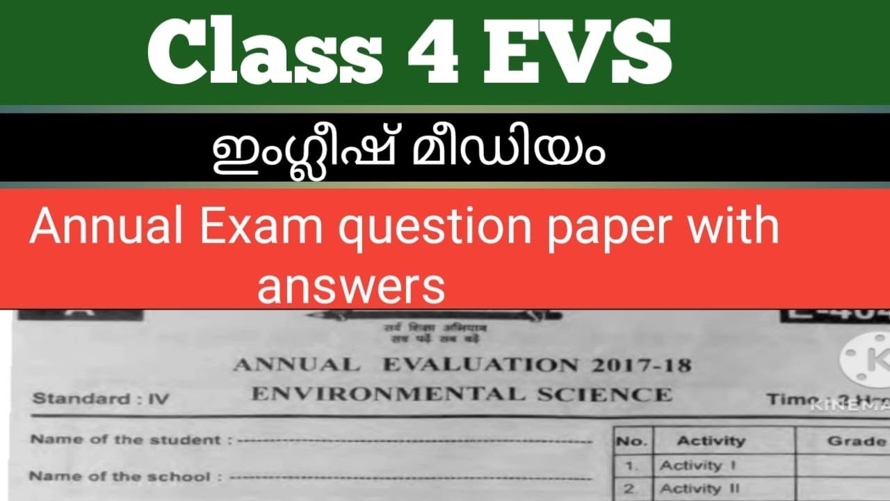 Class 4 EVS Annual exam question paper with answers # ...