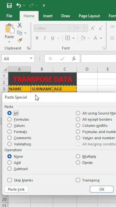 |Excel Me Data Transpose Kaise Kre|Shortcut In Excel #exceltricks #exceltips #shorts #accounting ...