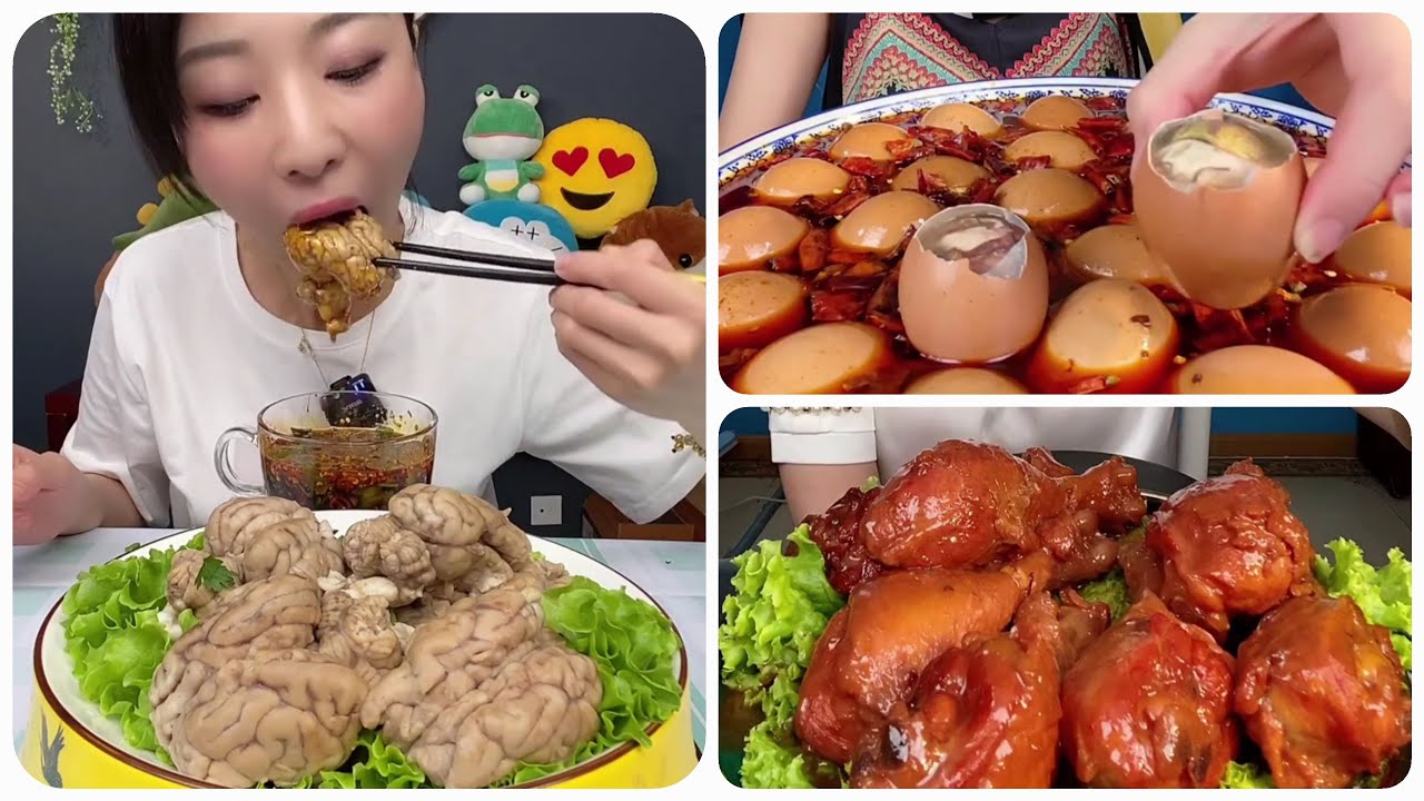 Eating Chicken legs-Baluts and pork brain-asmr - YouTube