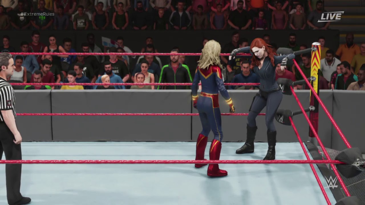 MARVEL ON WWE - CAPTAIN MARVEL VS BLACK WIDOW (EXTREME RULES) - YouTube