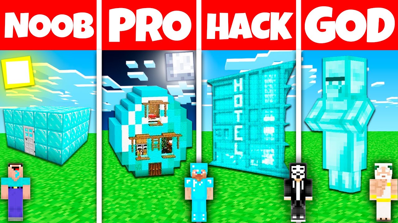 Minecraft Battle: NOOB vs PRO vs HACKER vs GOD! DIAMOND BLOCK BASE ...