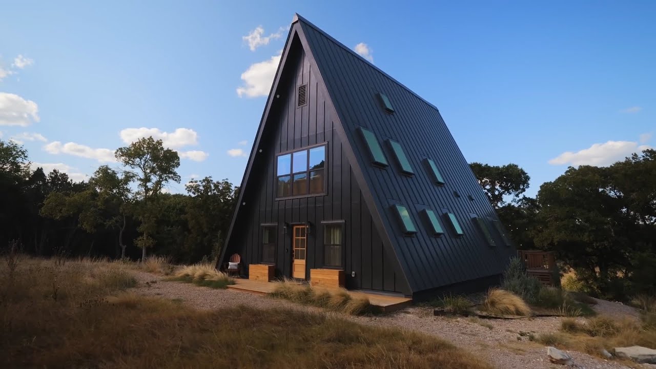 The most Modern Aframe Cabin on the Blanco River - YouTube