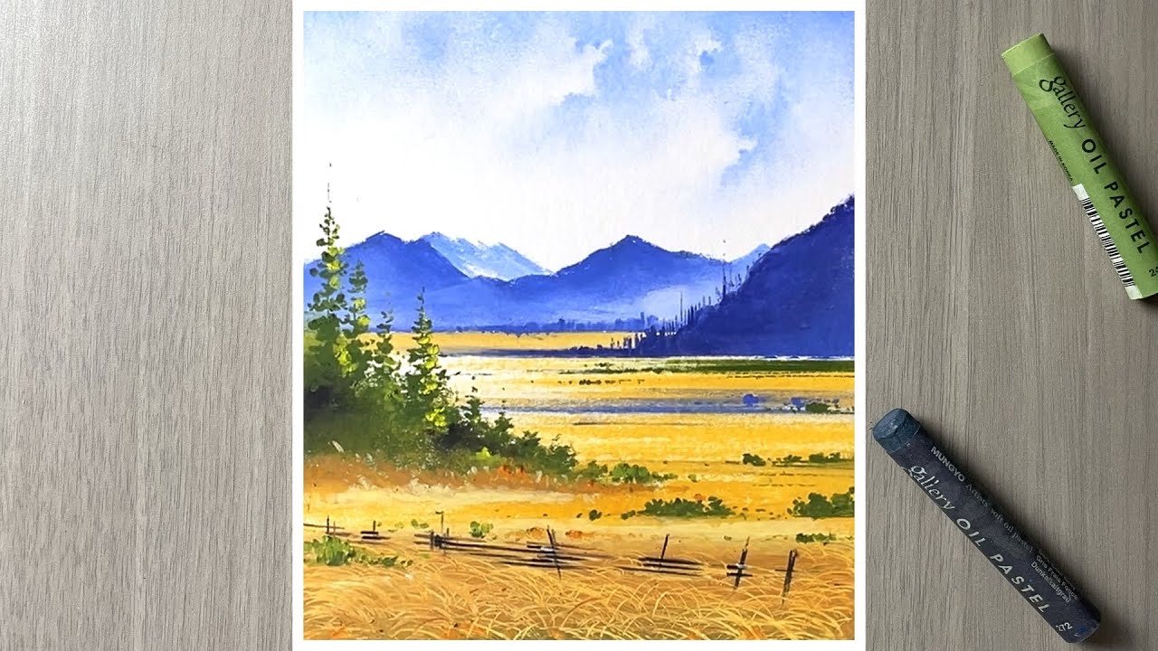 Autumn scenery - Beautiful oil pastel painting - YouTube