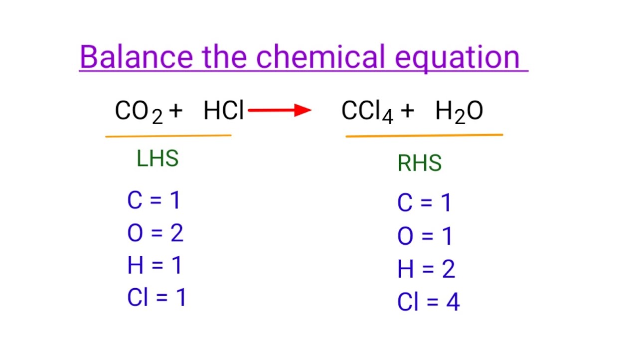 CO2+HCl=CCl4+H2O balance the chemical equation @mydocumentary838 # ...