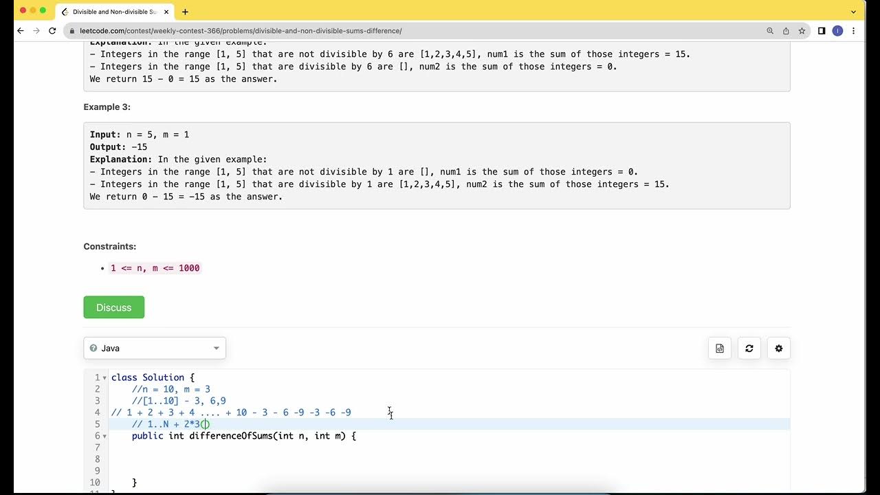 Leetcode 2894 Divisible and Non-divisible Sums Difference - YouTube