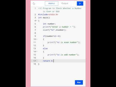 #8🔥 C Program to find the number is even or Odd | C Language| #shorts # ...