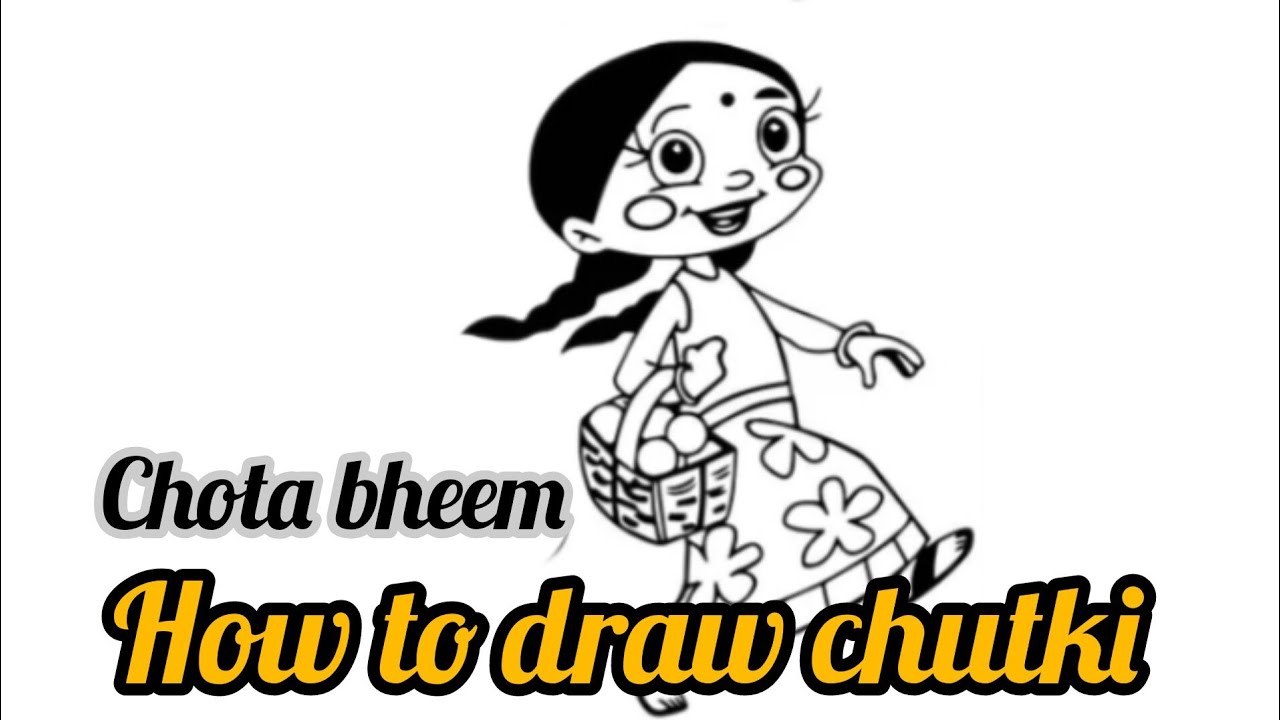 how to draw chota bheem character chutki/chota bheem chutki drawing ...