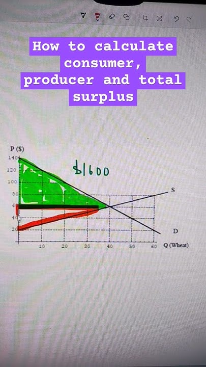 How to calculate consumer, producer and total surplus #apmicro - YouTube