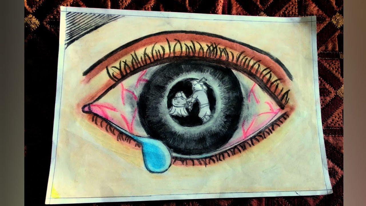 How to draw an eye with tear|drawing tutorial |drawing with oil pastels ...