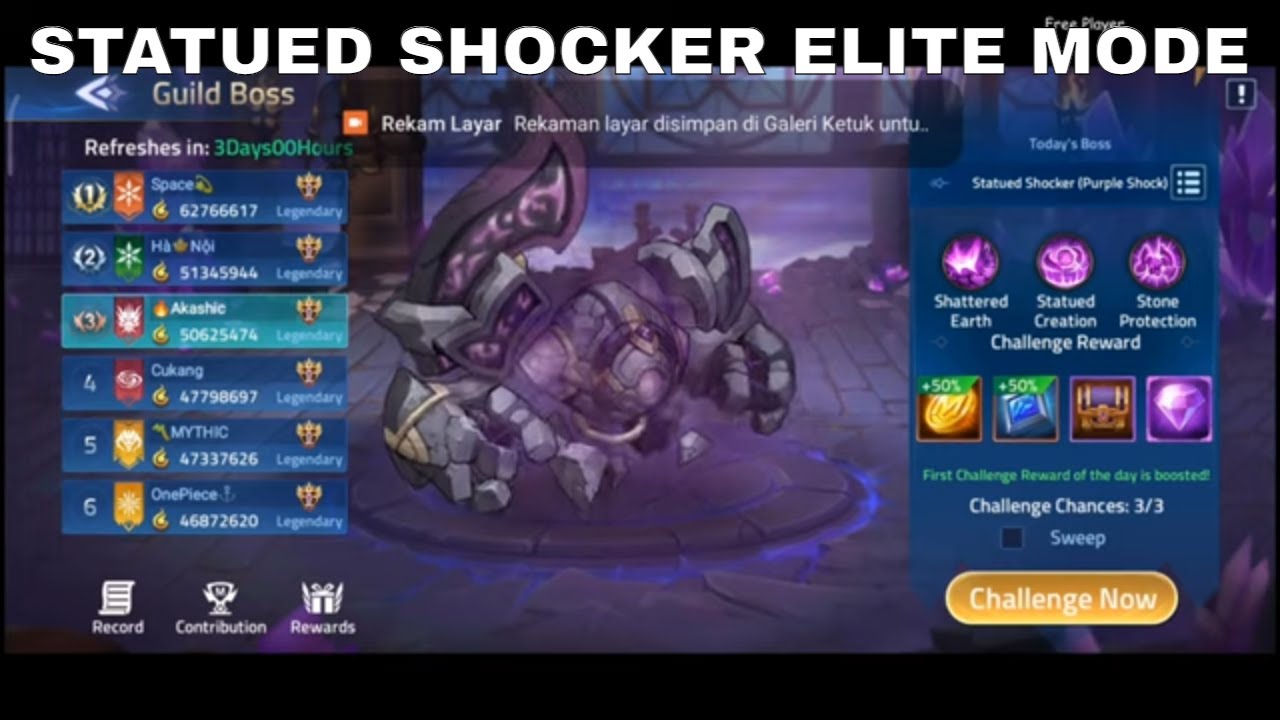 GUILD BOSS - STATUED SHOCKER ELITE MODE MOBILE LEGENDS ADVENTURE - YouTube