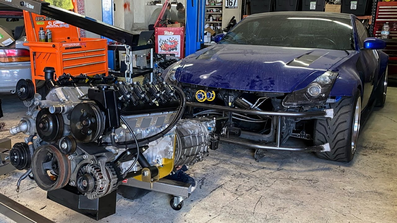 LS3 back in the 350Z/Aaron's 5.0 motor disassembled - YouTube