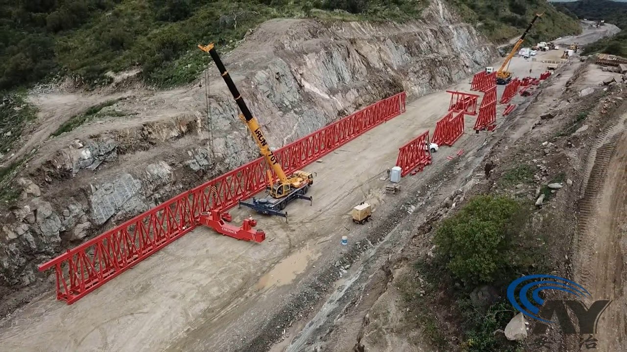 girder launching beam launcher Assembly installation - YouTube