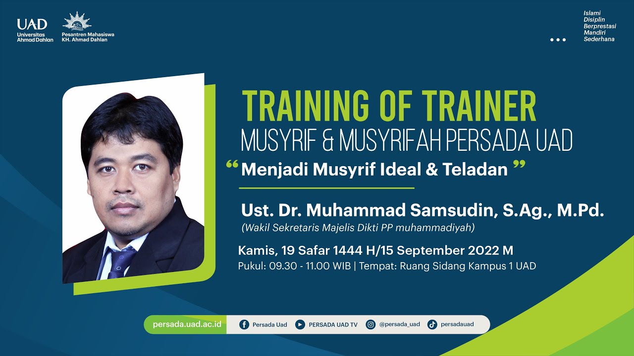 MENJADI MUSYRIF TELADAN | UST. DR. MUHAMMAD SYAMSUDDIN, M.AG. - YouTube