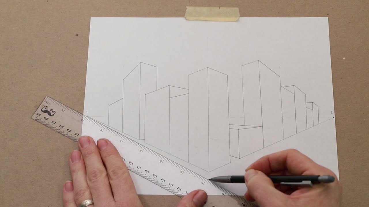 Lesson 07: Draw a City Block in 2 Point Perspective - YouTube