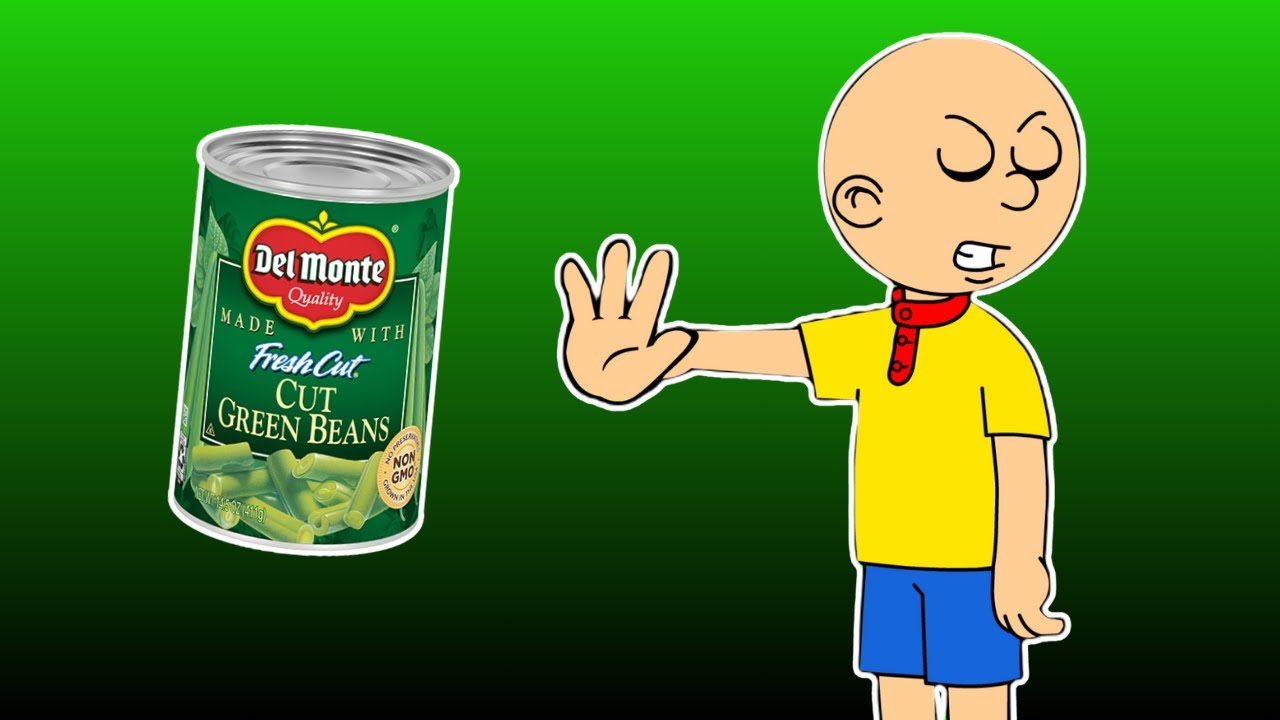 Caillou (Bald) refuses to eat his green beans / throws his plate on the ...
