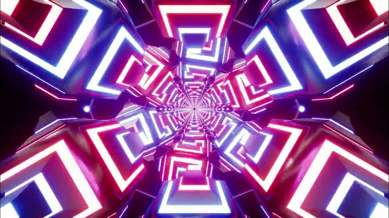 Glowing Red and Blue Neon Light Rotating Tunnel Loop - YouTube