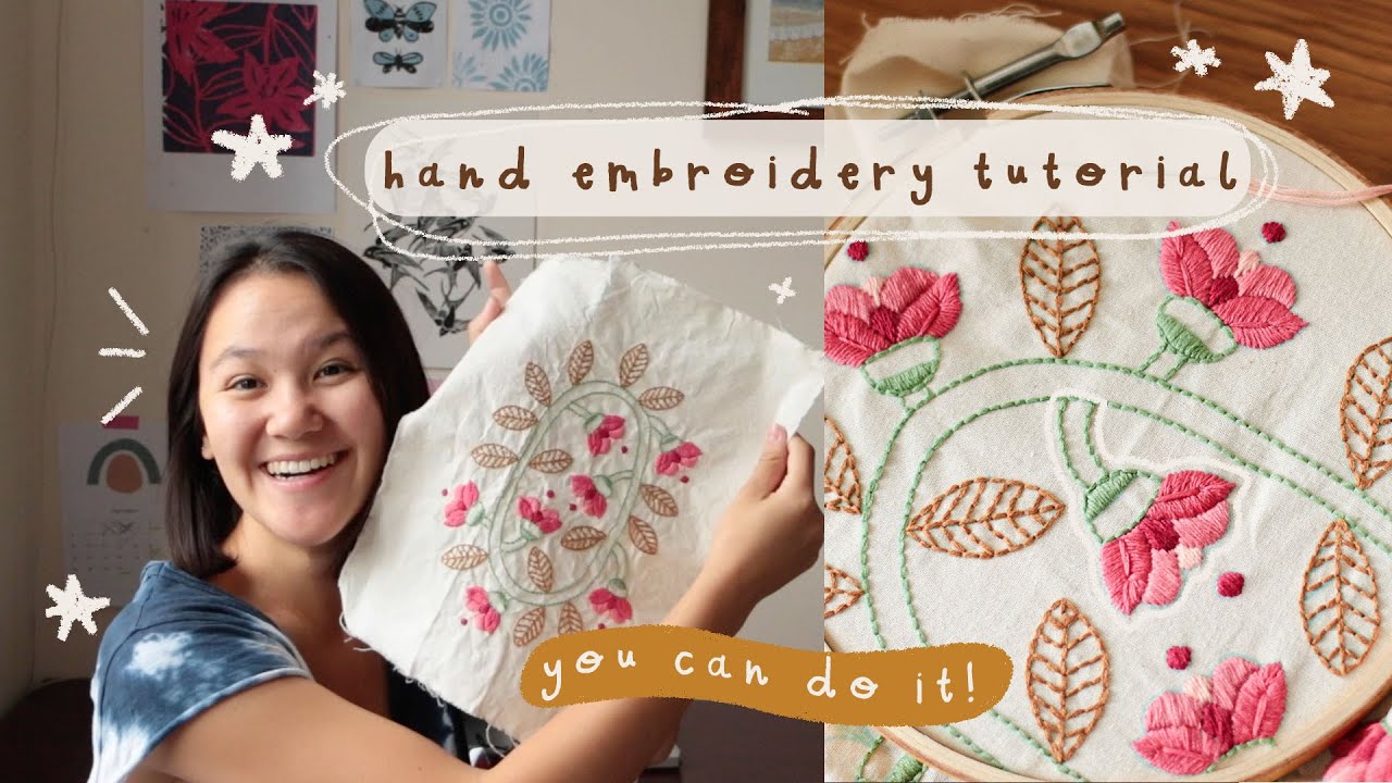 Floral Embroidery Pattern Tutorial For Beginners - You Can Do It! - YouTube