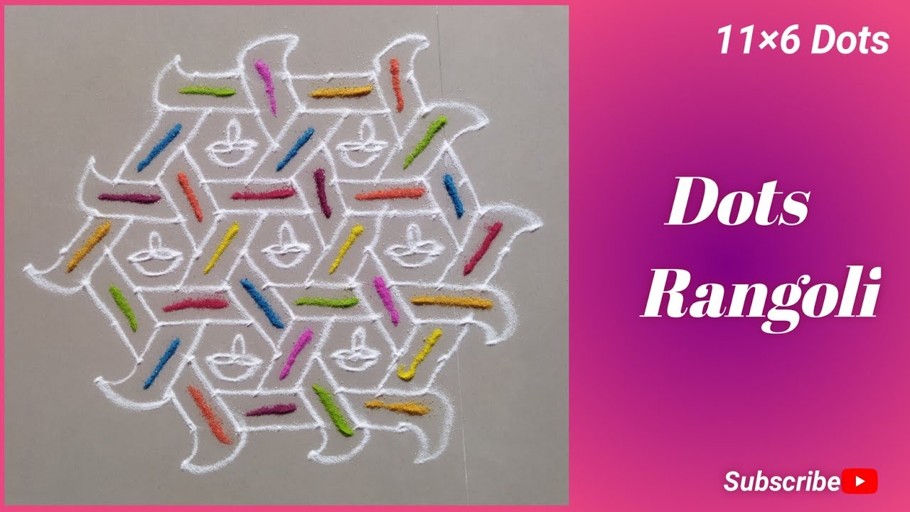 Daily Rangoli | Rangoli Art | Dots Rangoli...🎨 | 11×6 Dots #subscribe ...