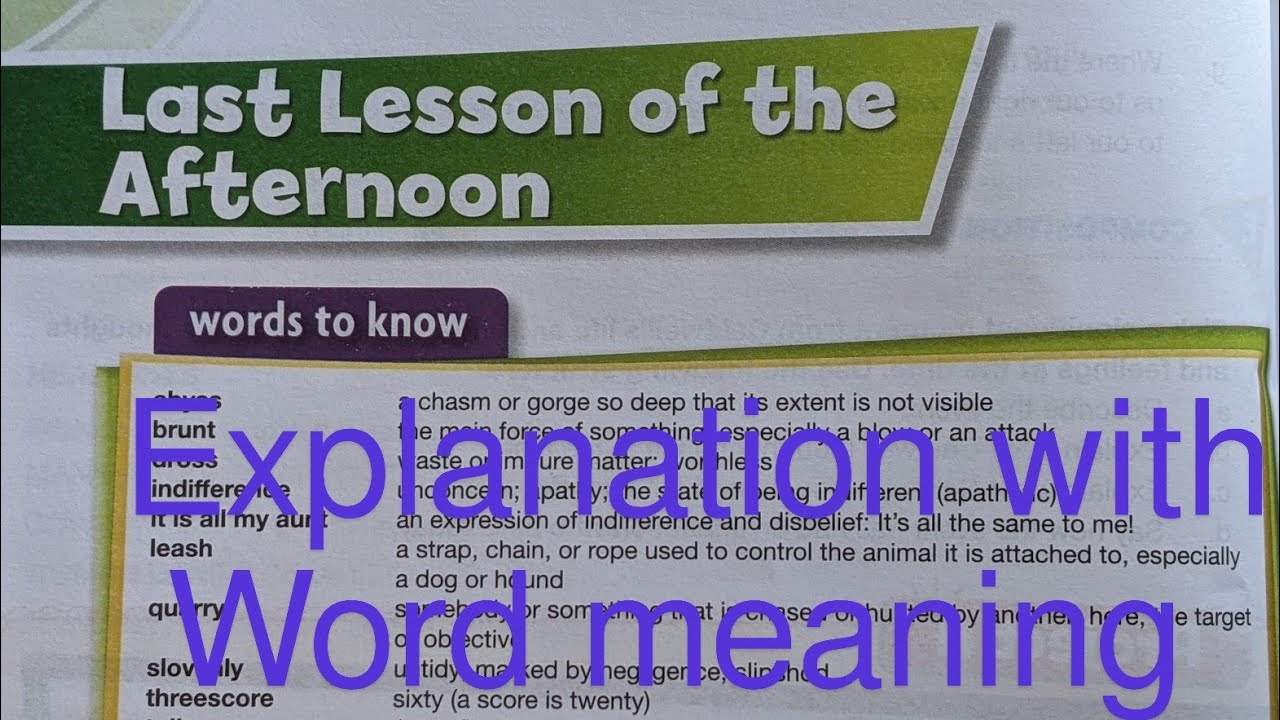 Poem: Last Lesson of the Afternoon| Explanation and words meaning| New ...