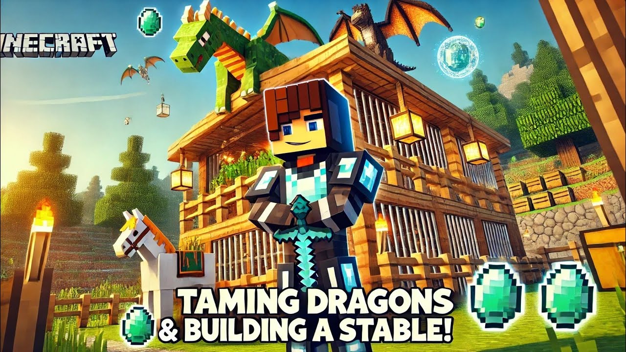 BUILDING A HORSE STABLE & DRAGON TAMER TRADES! ~ Minecraft Survival Pt ...