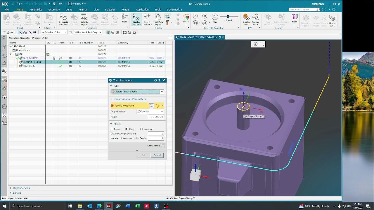 Siemens NX 2206 How To Use Toolpath Transform - YouTube