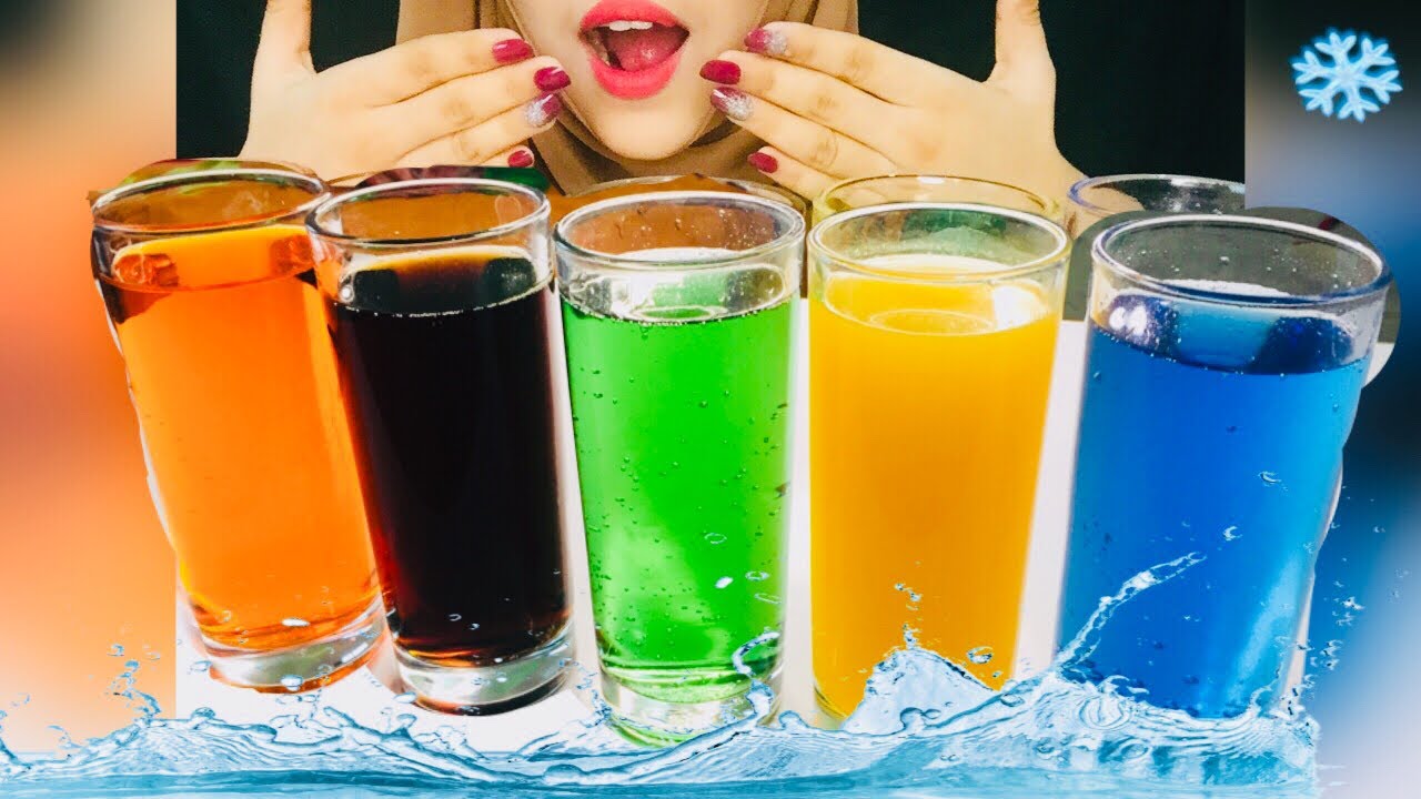 5 Different colour drinks || Drinking different colour drinks asmr ...
