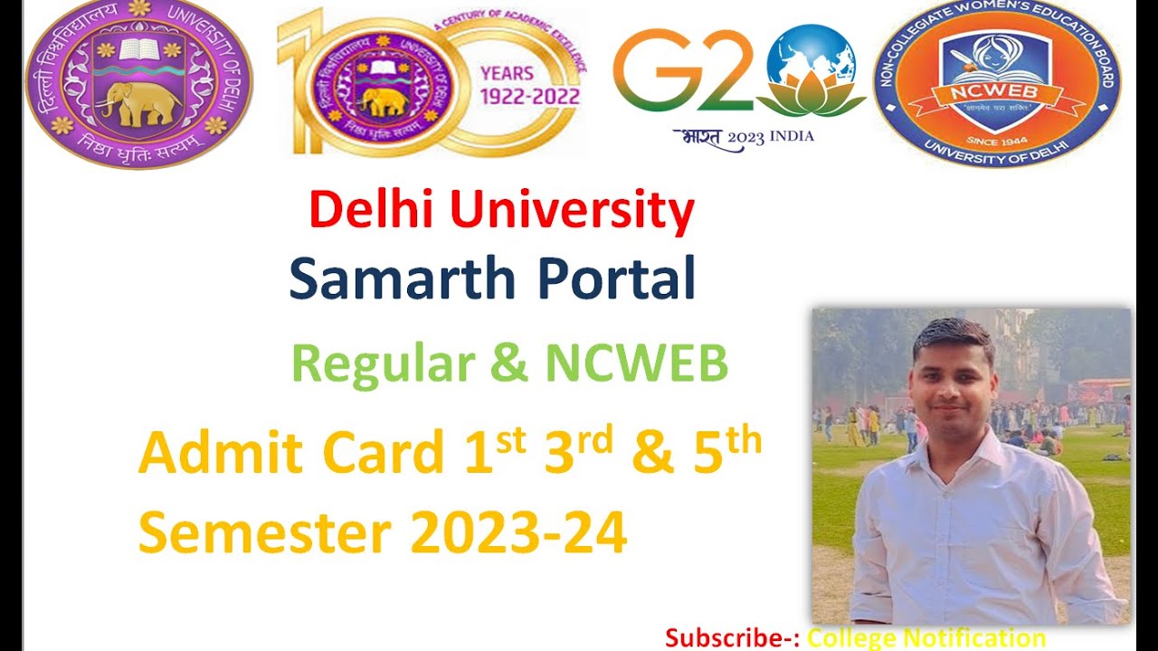 Regular & NCWEB Admit Card 1st 3rd & 5th Semester 2023-24 Delhi ...