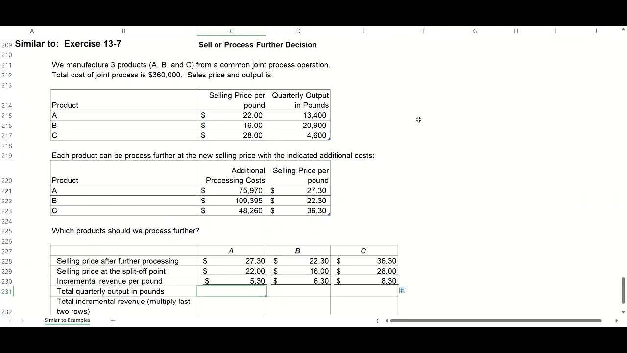 Managerial Accounting - Chapter 13 (Video 4) - Sell or Process Further - YouTube