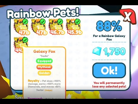 MYTHICAL Golden Galaxy Fox to Rainbow Galaxy Fox 88% Chance (Roblox ...